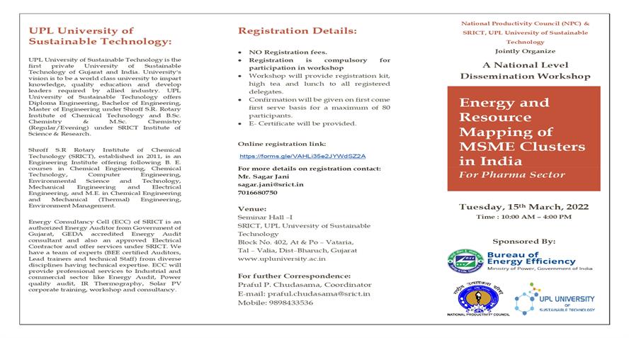 National Level Dissemination Workshop entitled "Energy and Resource ...